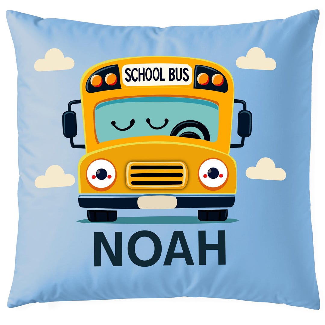 Custom Pillow Cover, Personalized Names Pillowcase for Kids School Bus ...