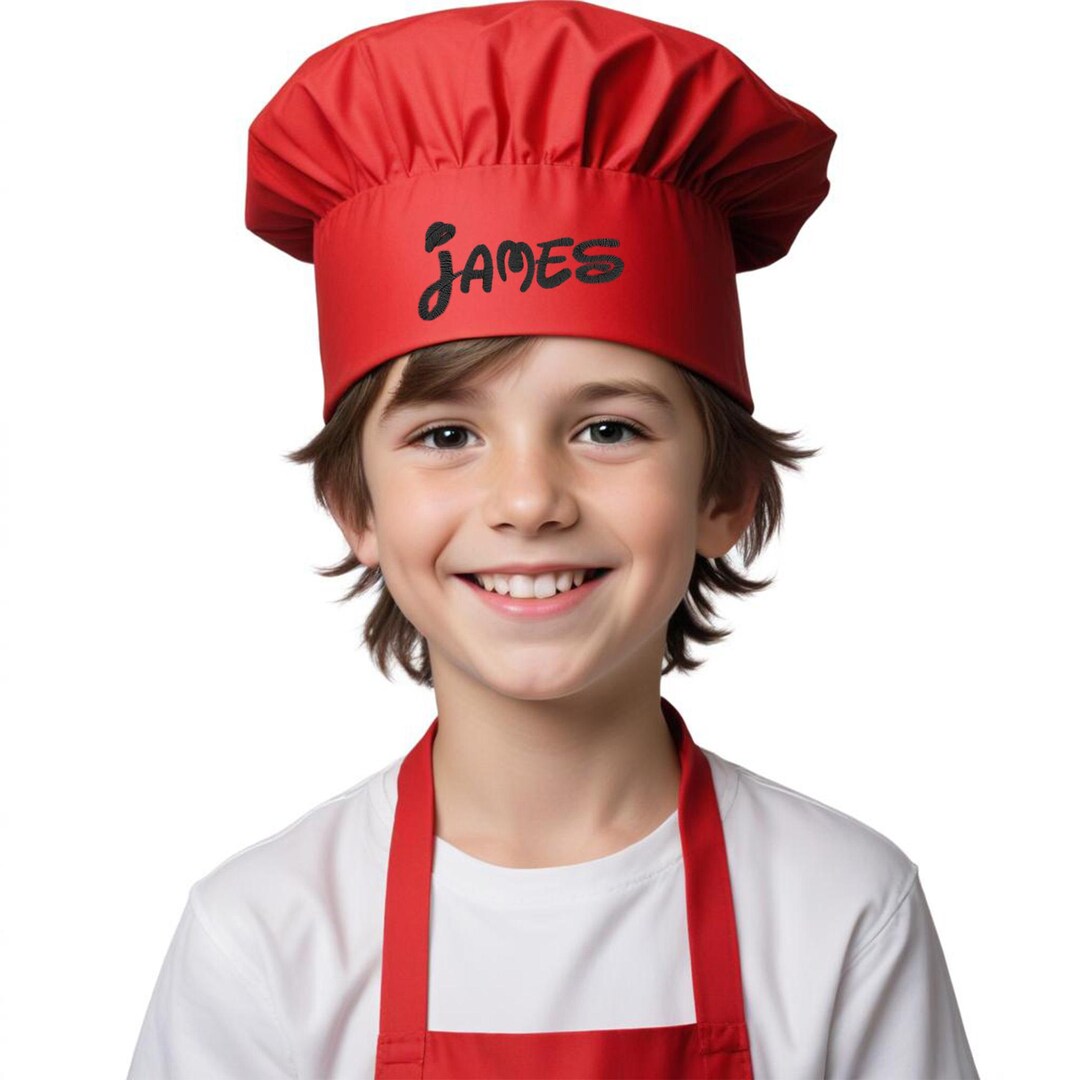 Personalized Kids Chef Hat With Embroidered Name, Elastic Band Junior ...
