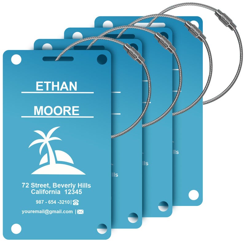 Personalized Luggage Tags 4-pack: Engraved Metal Travel Bag Tags - Etsy