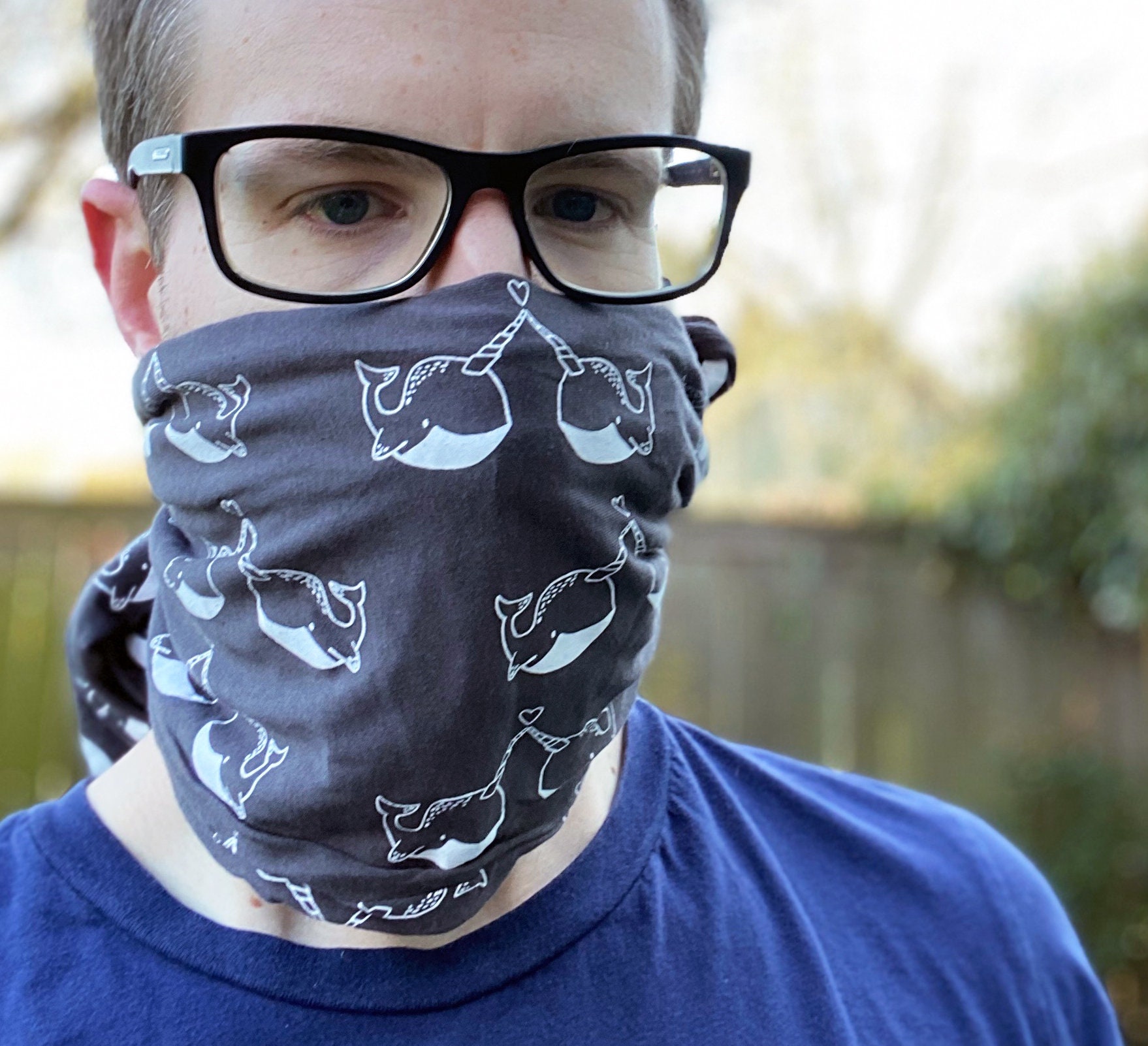Narwhal Scarf Geek Face Mask Narwhal Mask Nautical Gaiter - Etsy