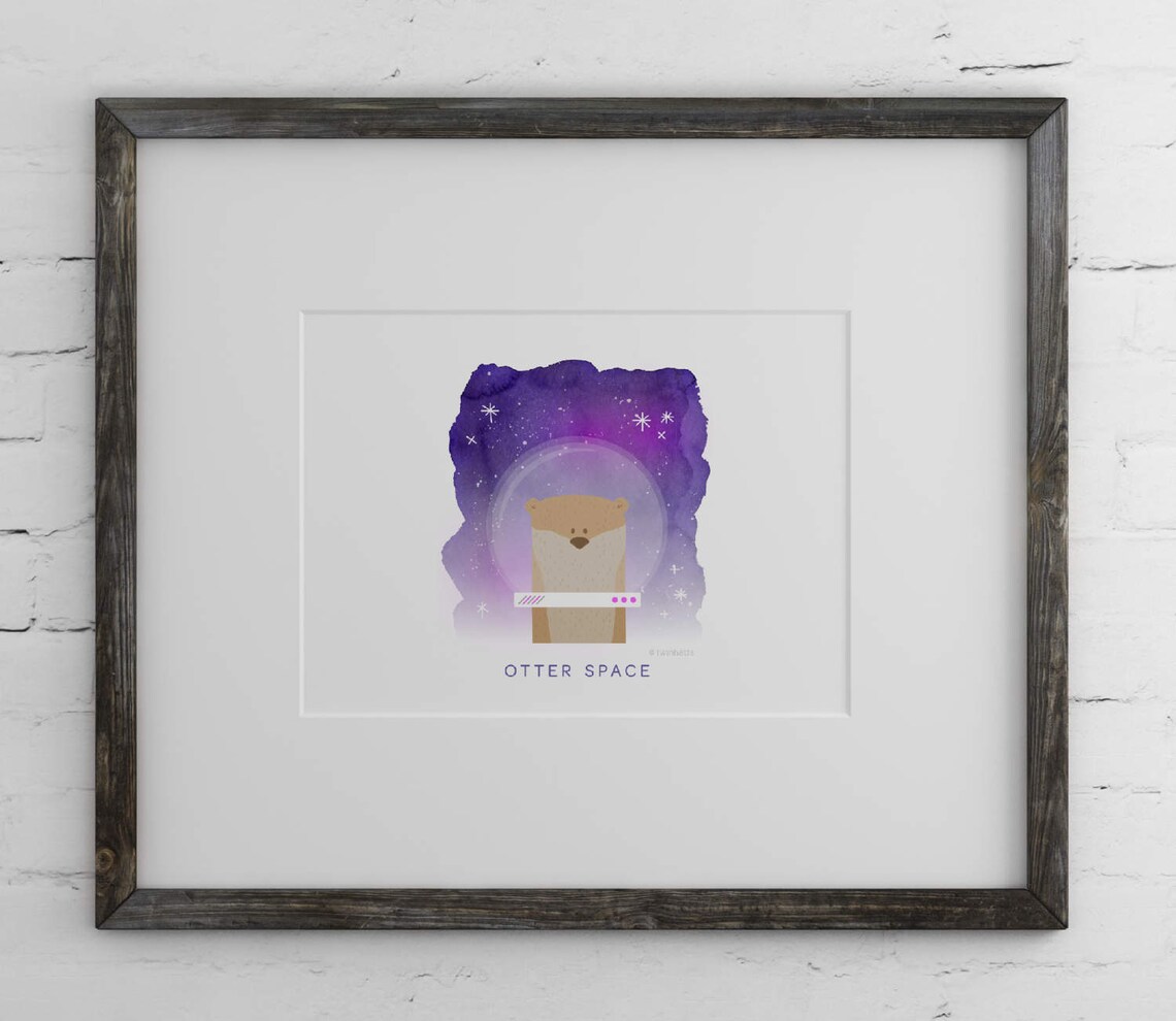 Otter, Cute, Space, Galaxy, Puns, Kids Room, Nursery, Baby, Cute, Sea ...