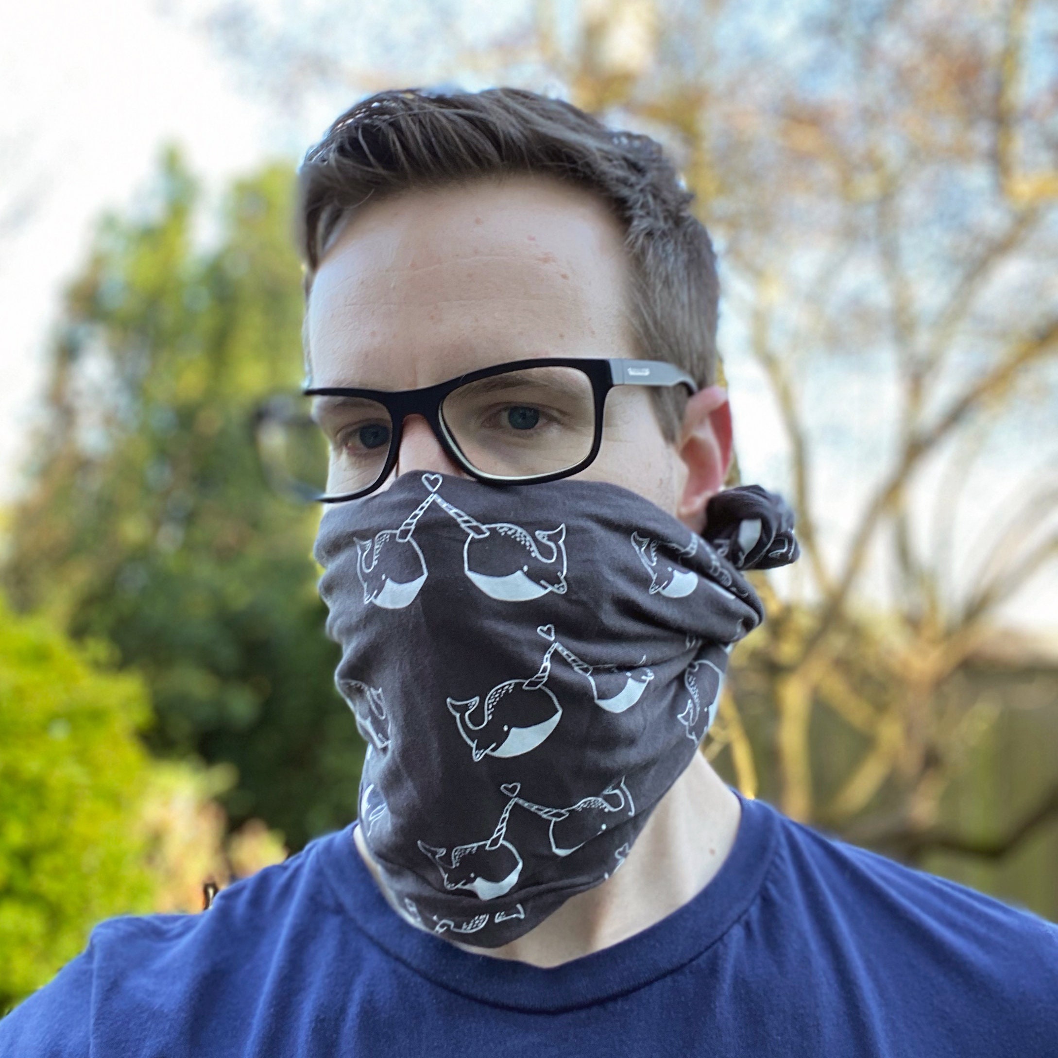 Narwhal Scarf Geek Face Mask Narwhal Mask Nautical Gaiter | Etsy