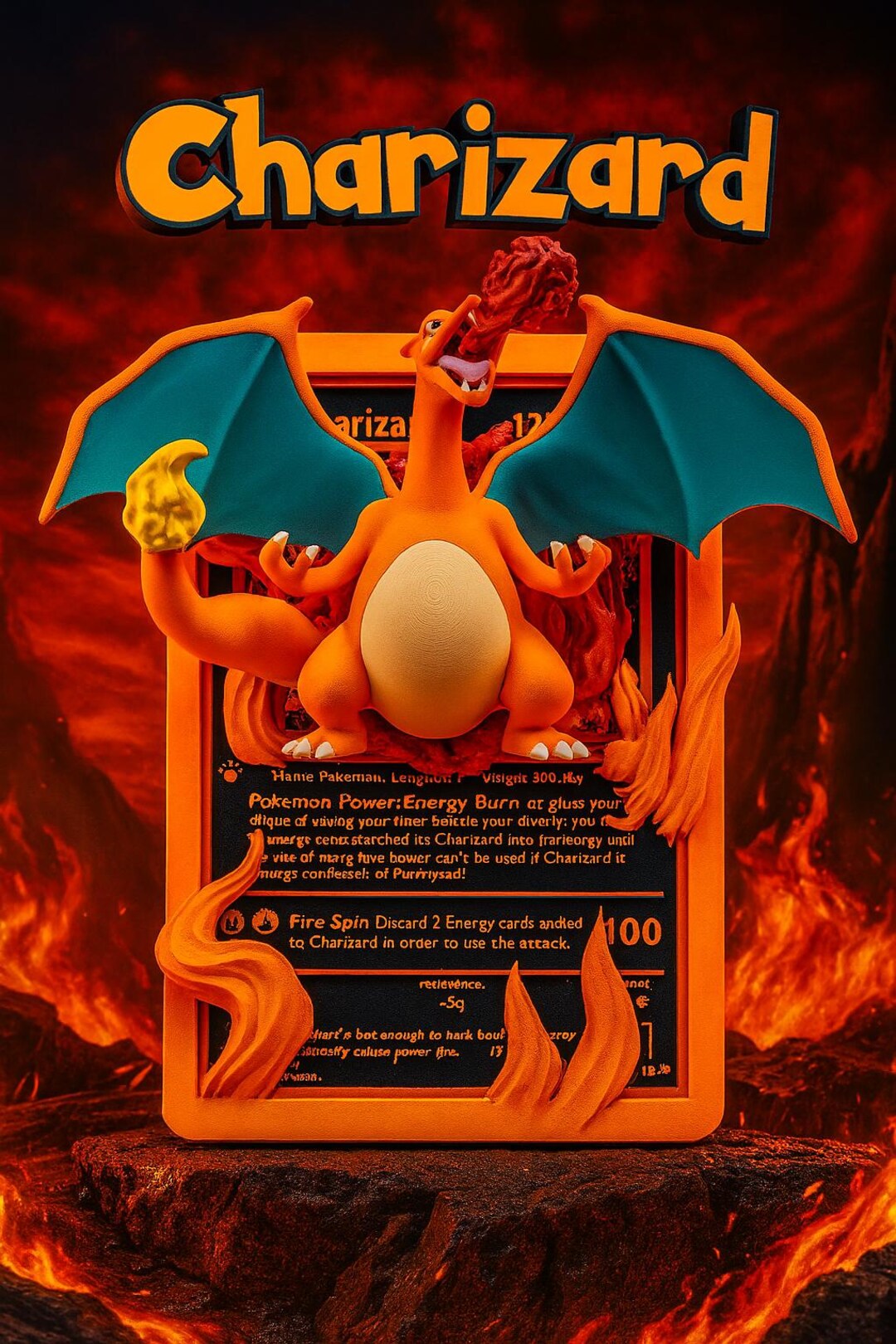 Giant 3D Printed Charizard Card – Multicolor PLA – Epic Pokémon Display ...