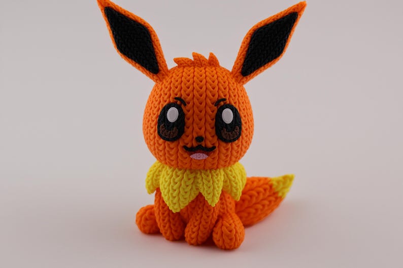 3D Printed Knitted Eevee Figure – Rotating Head Pokemon Toy - Etsy