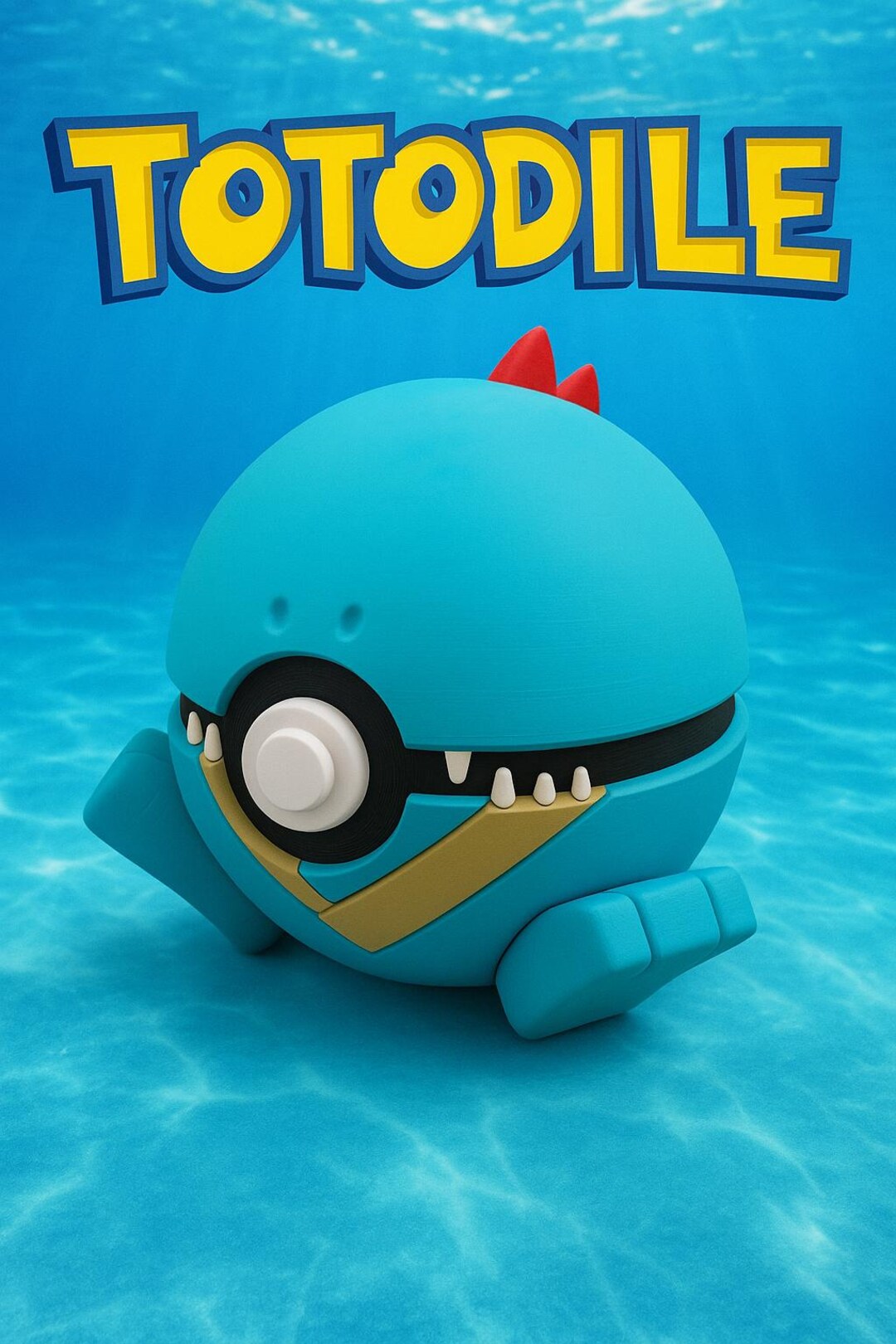 PLA 3D Printed Totodile Pokémon Pokéball – Collectible Display Figure ...