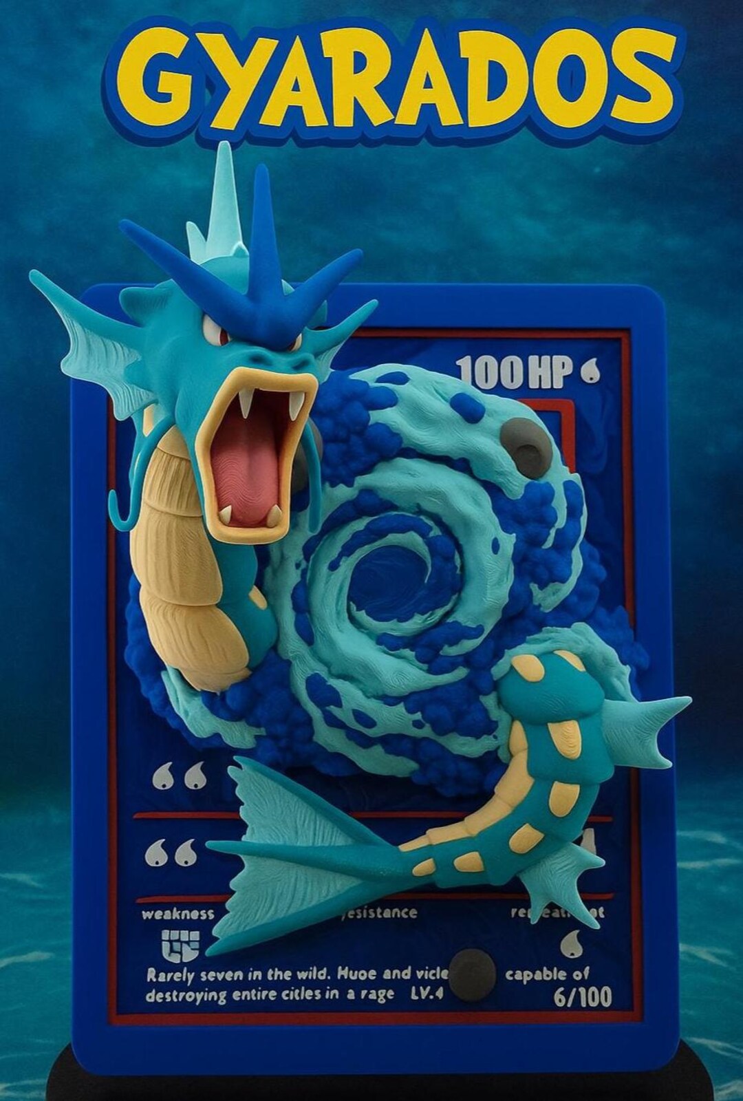 3D Printed Gyarados Pokémon Card – 255mm Wall Art – Multi-filament ...