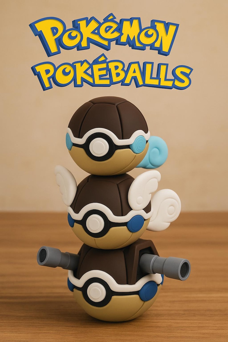Pokémon Pokeball Set – 3D Printed Squirtle Evolution PLA Display - Etsy