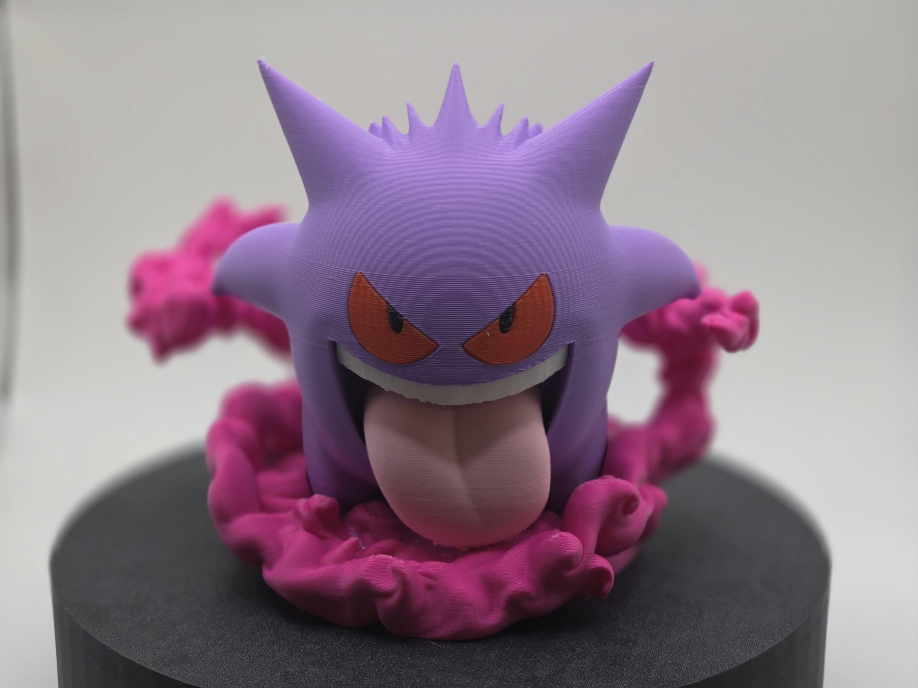 3D Printed Gengar Pokémon Statue – 6-inch Ghost-type With Pink Smoke ...