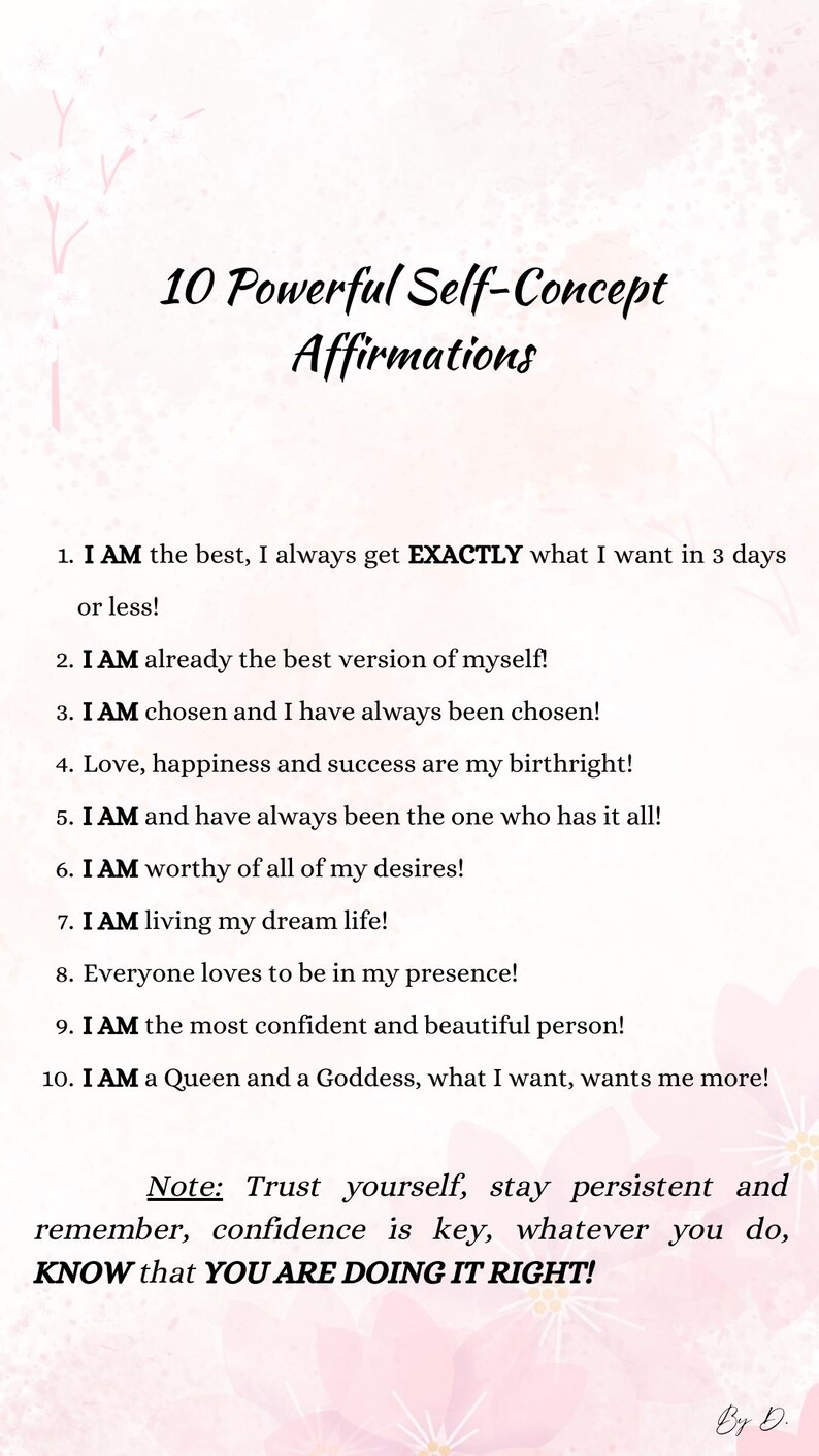10 Powerful Self-concept Affirmations - Etsy