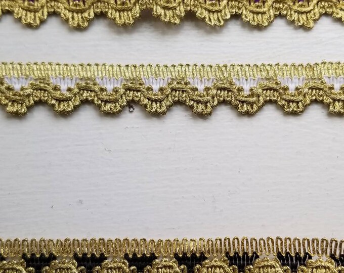 17 Yards Gold Metallic Braid With White Purple or Black Thread 1/2 for ...