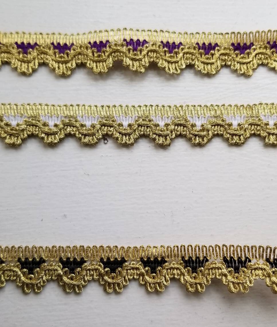 17 yards gold metallic braid with white purple or black thread | Etsy