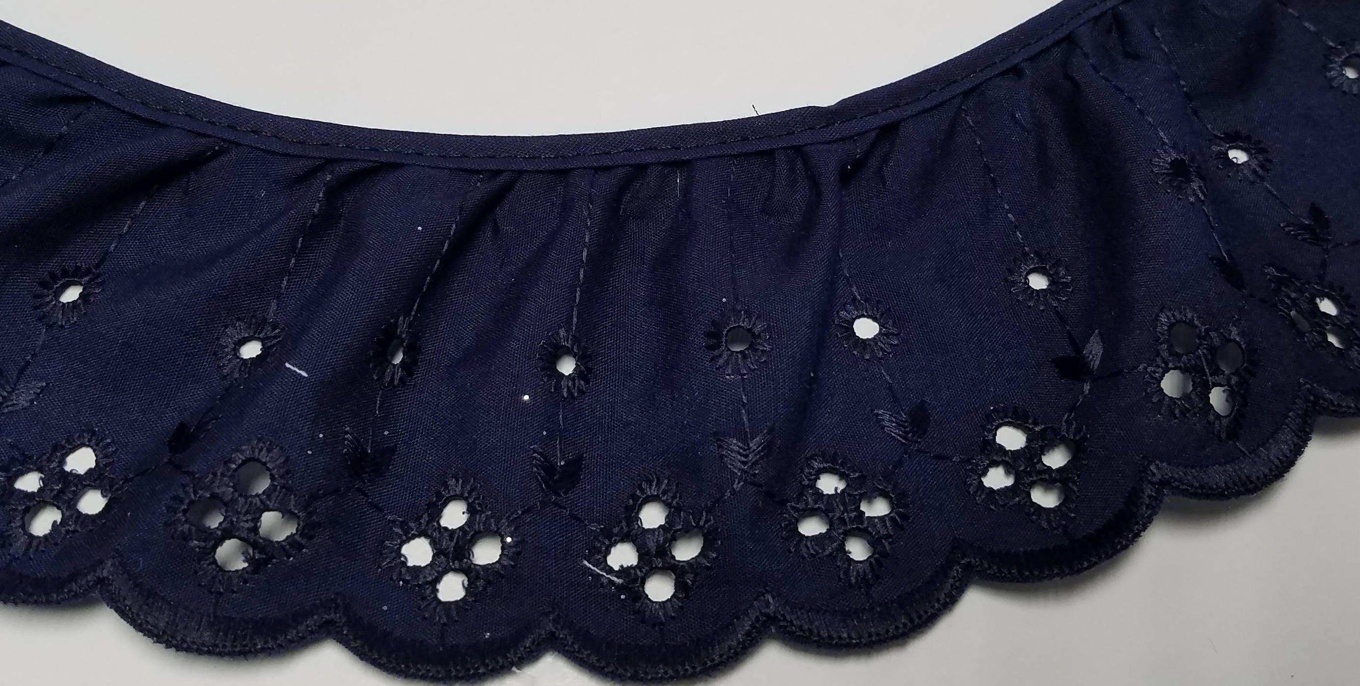 6 Yards Navy Gathered Eyelet Lace Ruffles DIY 3 Poly - Etsy