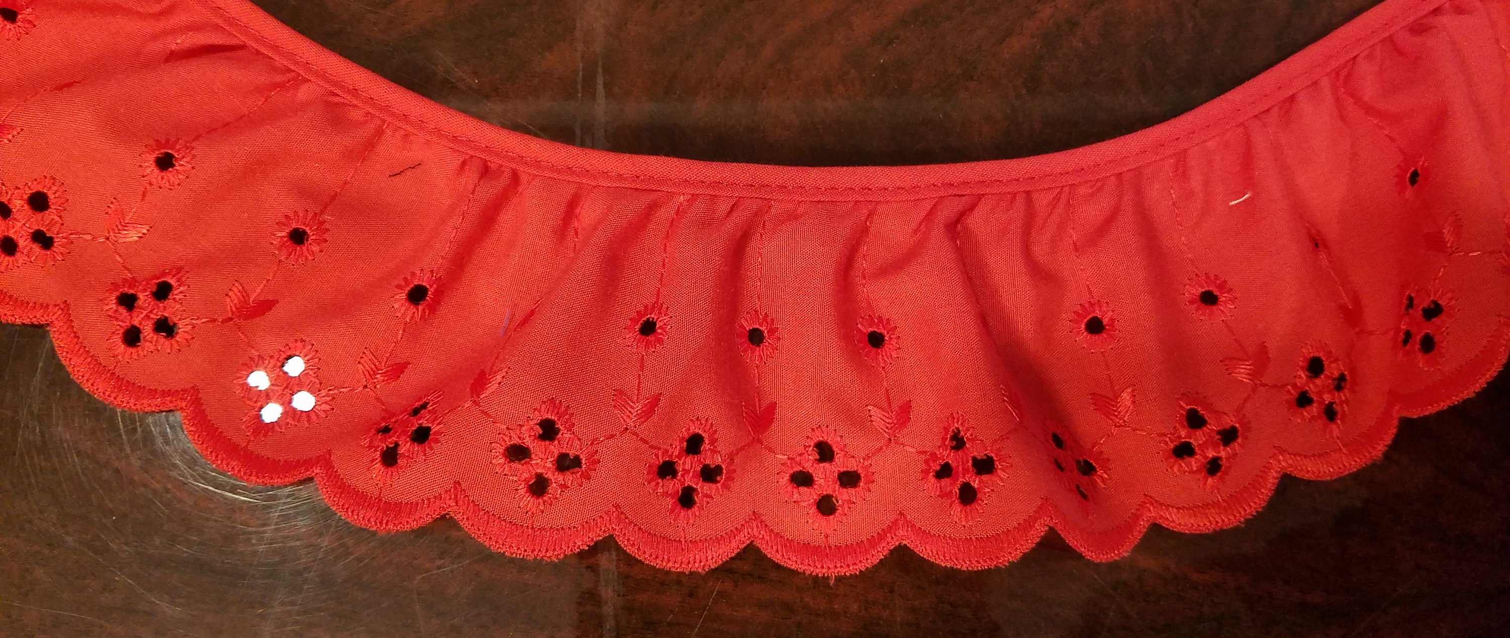 Eyelet Lace Gathered 6 Yards Embroidery Ruffles in Red DIY | Etsy