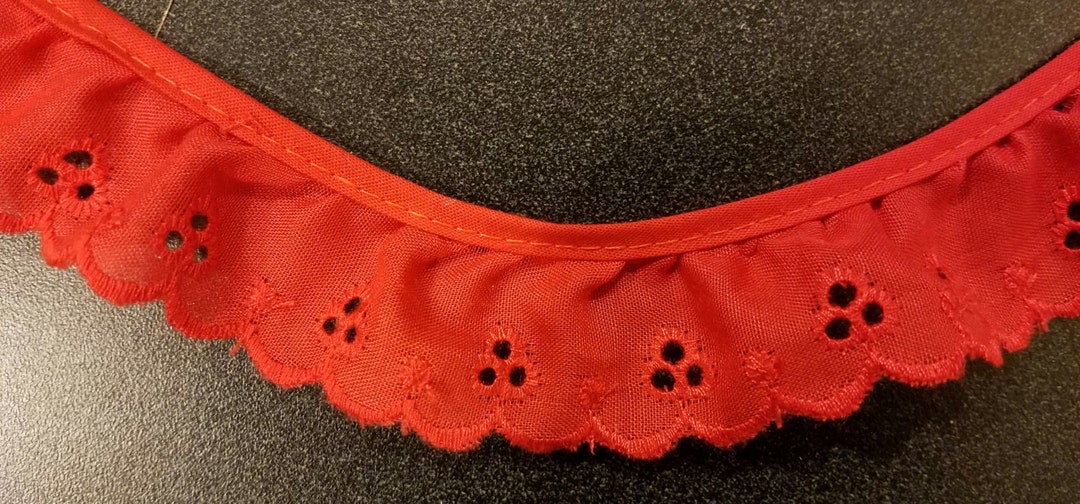 10 Yards Eyelet DIY Ruffled Lace Gathered Fabric Sewing Lace Trim Red 1 ...