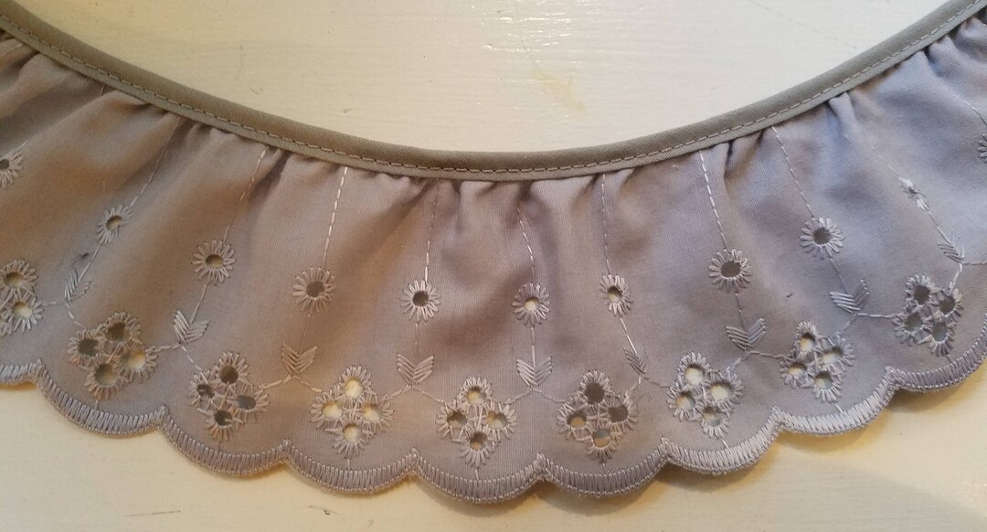 2 Yards DIY Embroidered Gathered Eyelet Poly Cotton Lace Ruffles in ...