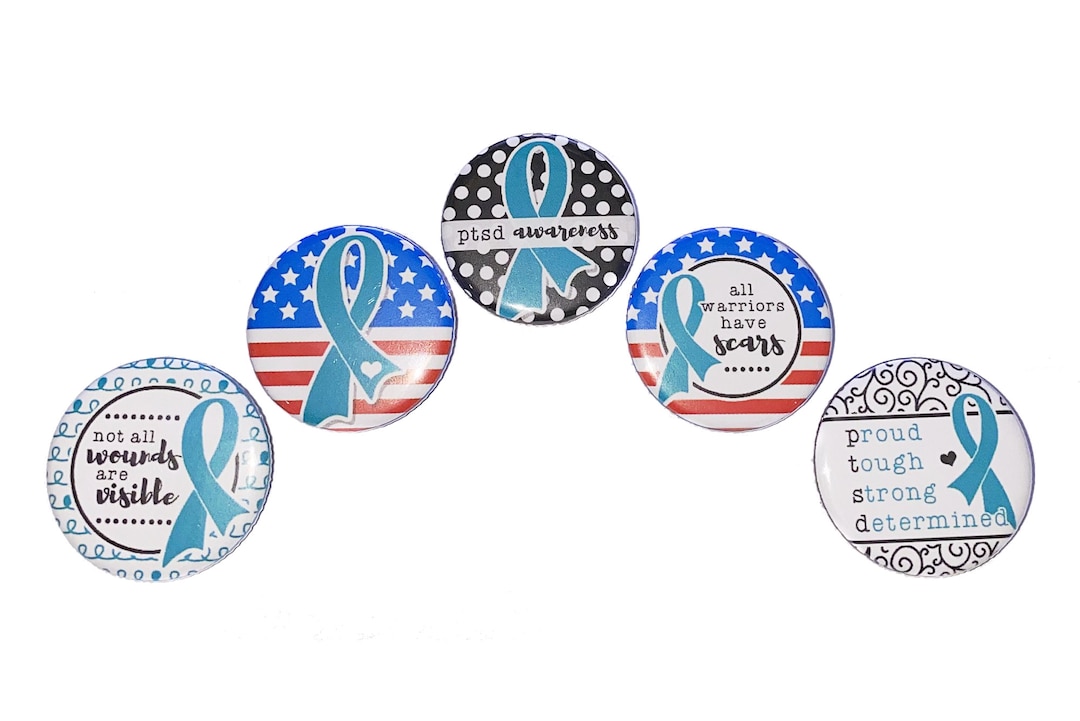 Teal Ribbon Magnet, 1", 1.25", 1.5", 2.25", Button Magnet, PTSD Magnet ...