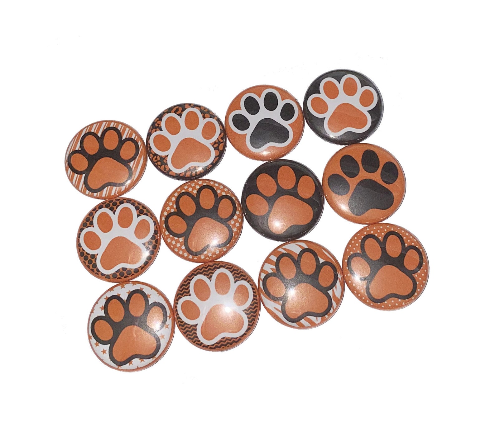 Paw Magnet Black Orange 1 1.25 1.5 - Etsy