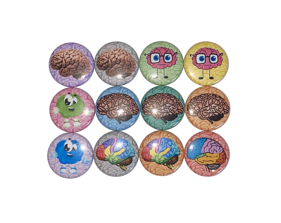 Brain Magnet, 1", 1.25", 1.5", Button Magnet, Brain, Party Favor, Brain ...