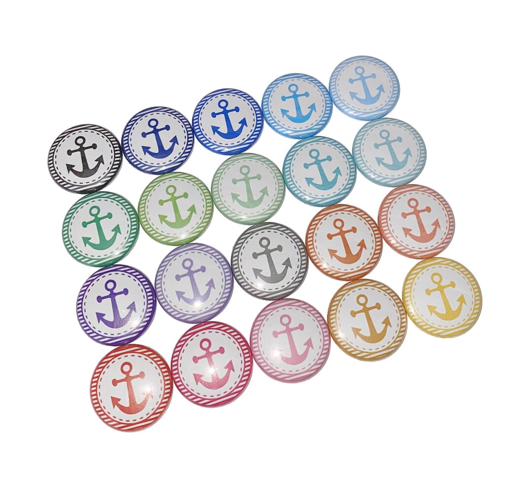 Anchors, 1", 1.25", 1.5", 2.25", Button, Cruise, Sailing, Nautical ...