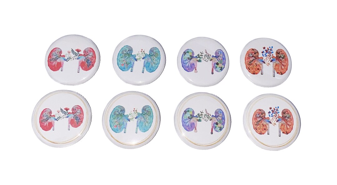 Kidney, 1", 1.25", 1.5", 2.25", Button, Kidney Theme, Kidney Decor ...
