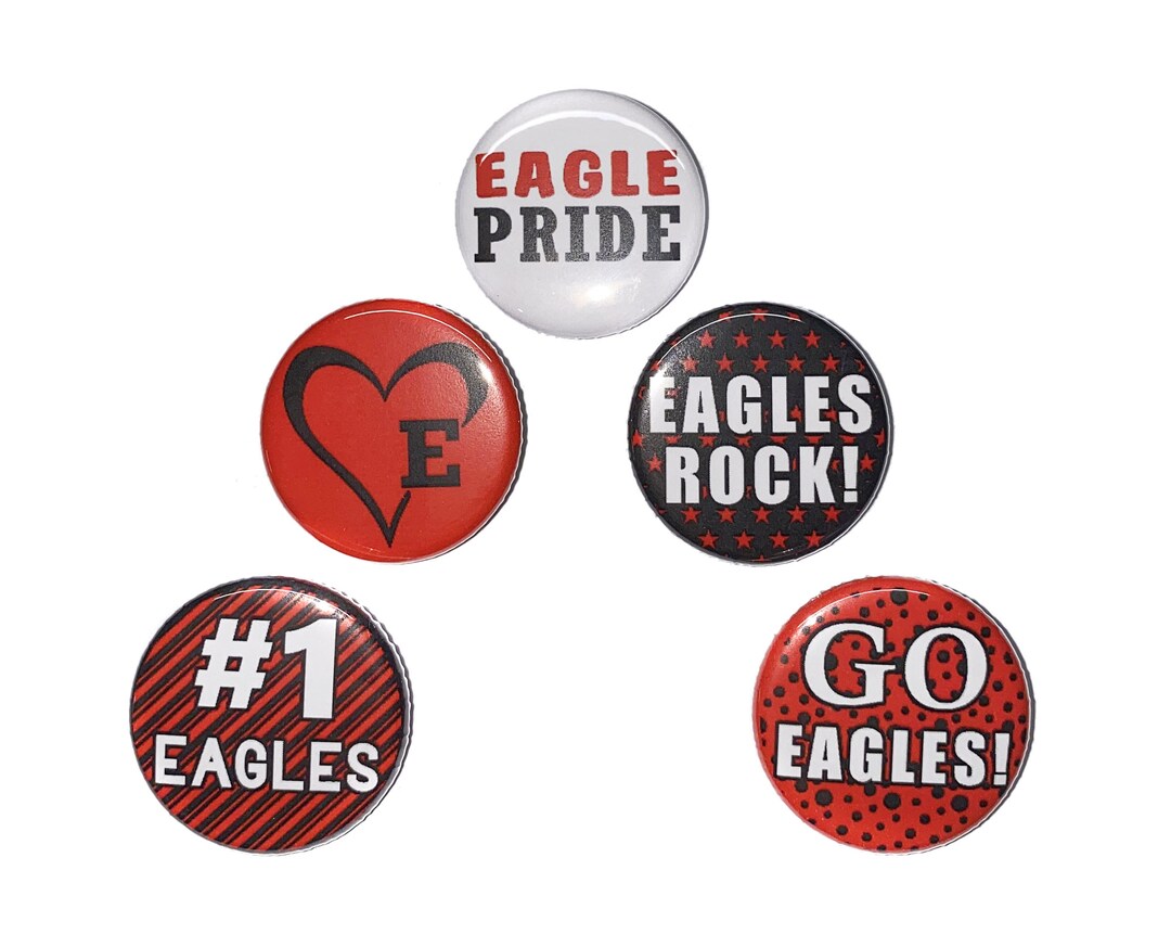 Eagles, 1", 1.25", Button, Red, Black, Eagles Theme, Eagles Decor ...