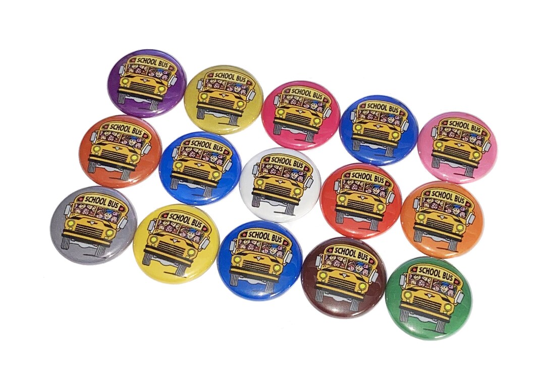 School Bus, 1", 1.25", Button, Back to School, School, Bus Driver Gift ...
