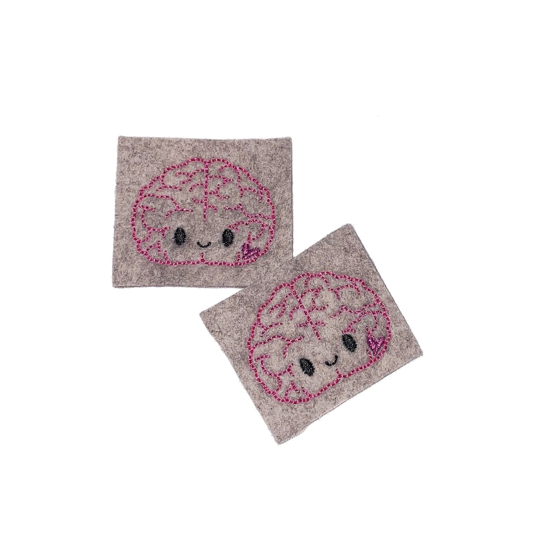 Brain Felt, 2 Felts, Brain Patch, Gray, Black, Dark Pink, Unfinished ...