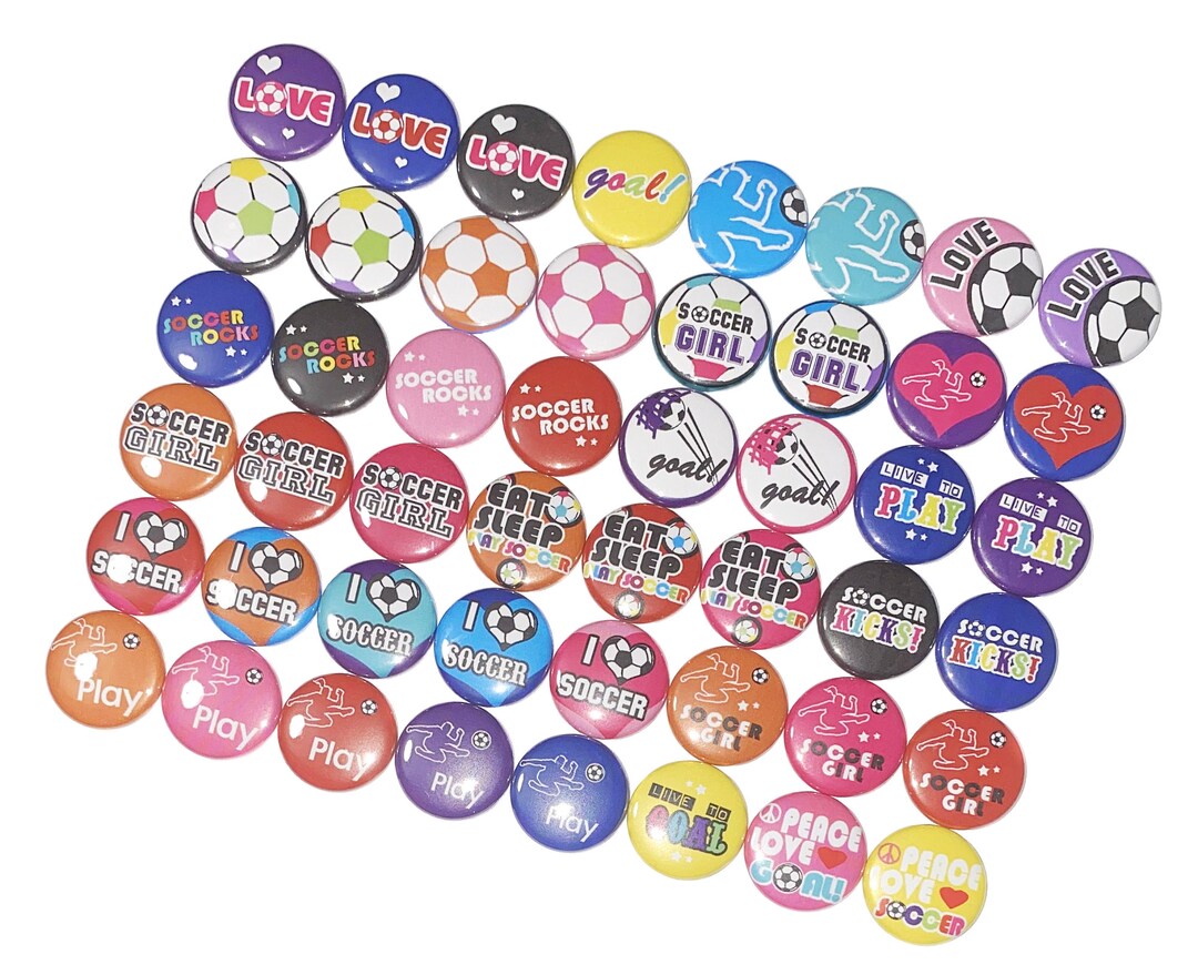 Soccer, 1", 1.25", Button, Soccer Theme, Soccer Decor, Girl's Soccer ...