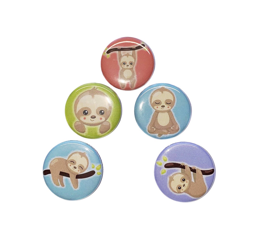 Sloth, 1", 1.25", Button, Sloth Theme, Sloth Decor, Sloth Birthday ...