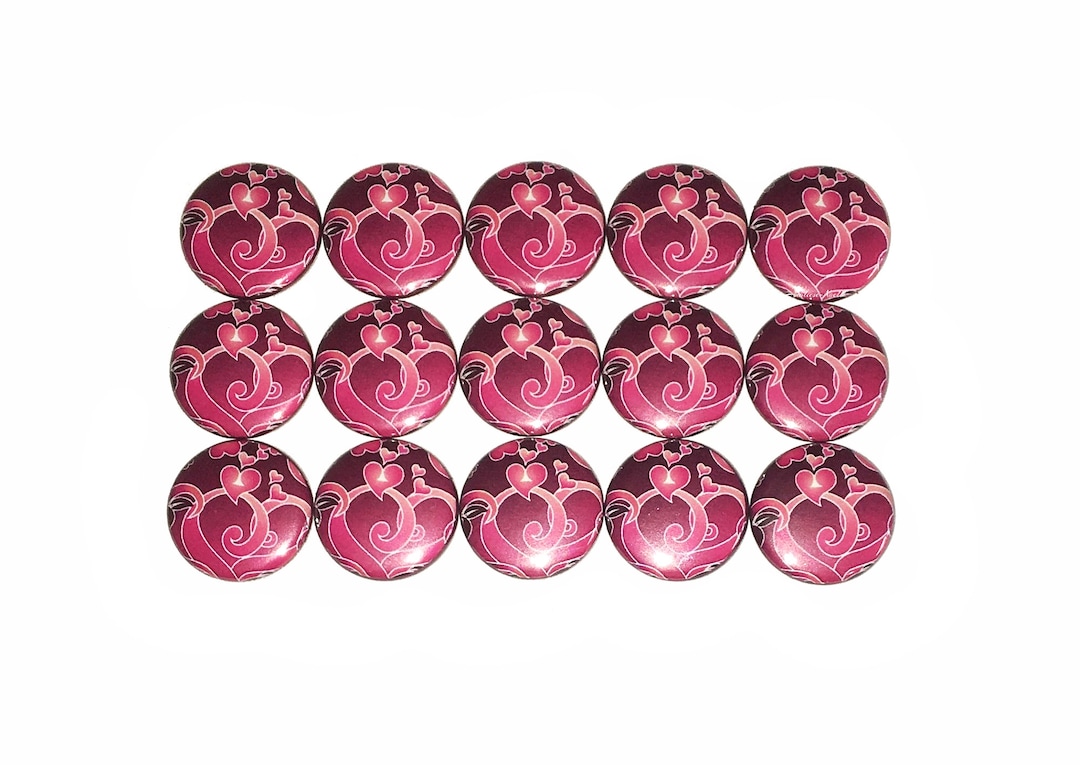 Pink Heart Magnet, 1", 1.25", Button Magnet, Heart Magnet, Hot Pink ...