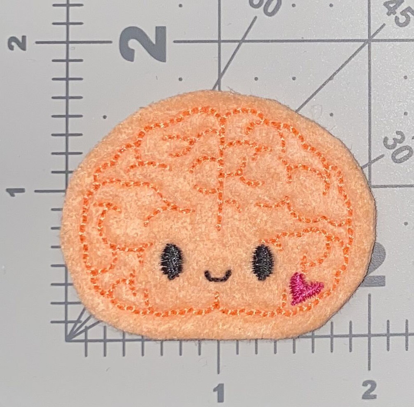 Brain Felt, 2 Felts, Brain Patch, Peach, Black, Dark Pink, Unfinished ...