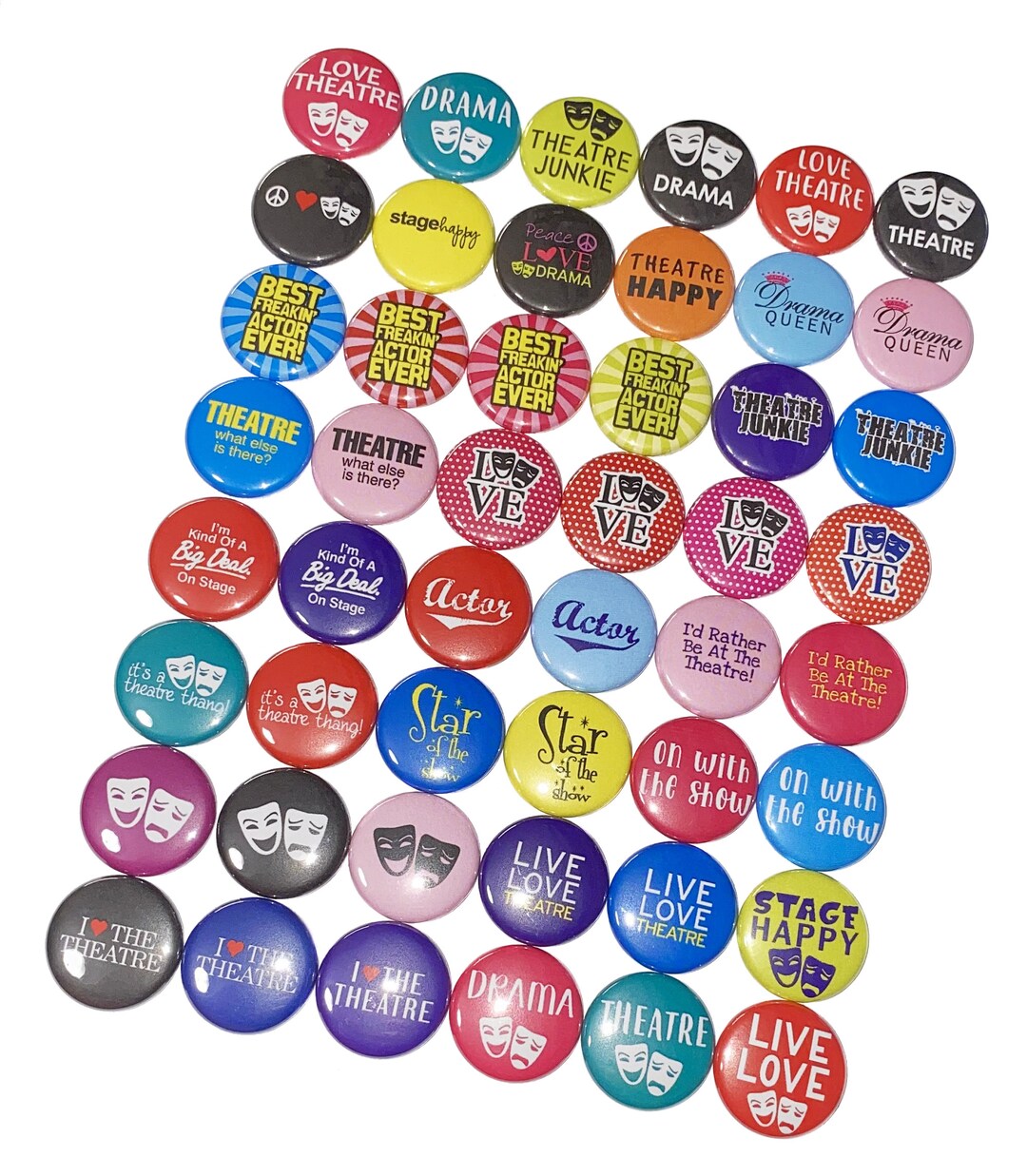 Theater, Drama, 1", 1.25", 1.5", 2.25", Button, Theater Class, Drama ...