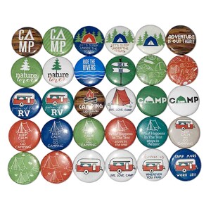 Camping, 1", 1.25", 1.5", Button, Party Favor, Camping Birthday, Tent ...