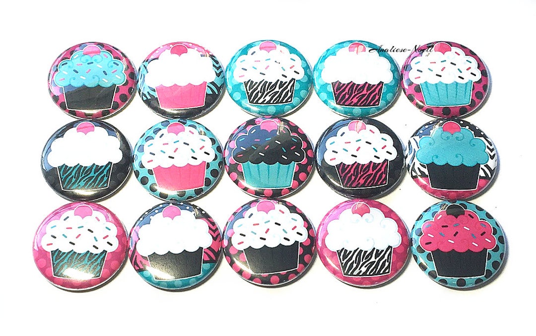 Cupcake Magnet, 1", 1.25", 1.5", 2.25", Button Magnet, Cupcake Theme ...