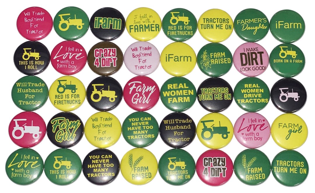 Farmer Magnet, Tractor Magnet 1", 1.25", 1.5", 2.25", Button Magnet ...