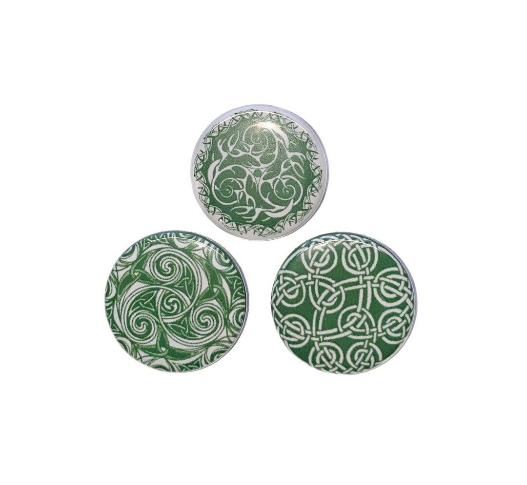 Celtic Magnet, Green Magnet, 1", 1.25", Button Magnet, Celtic Theme ...
