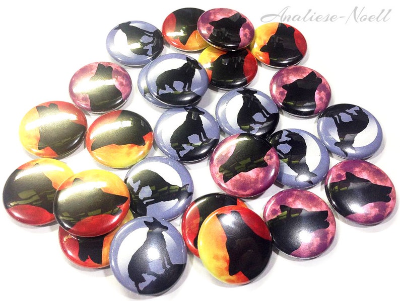 Wolf Magnet, 1", 1.25", Button Magnet, Wolf Button, Wolf Decor, Wolves ...