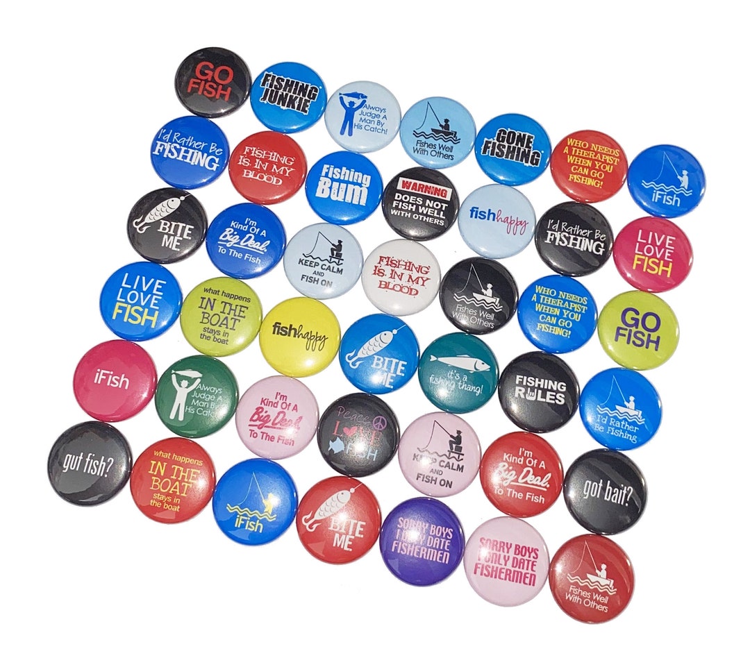 Fishing, 1", 1.25", 1.5", 2.25", Button, Fishing Theme, Fishing ...