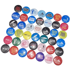 Fishing, 1", 1.25", 1.5", 2.25", Button, Fishing Theme, Fishing ...