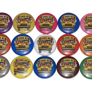 School Bus Magnet, 1", 1.25", Button Magnet, School Decor, Back to ...