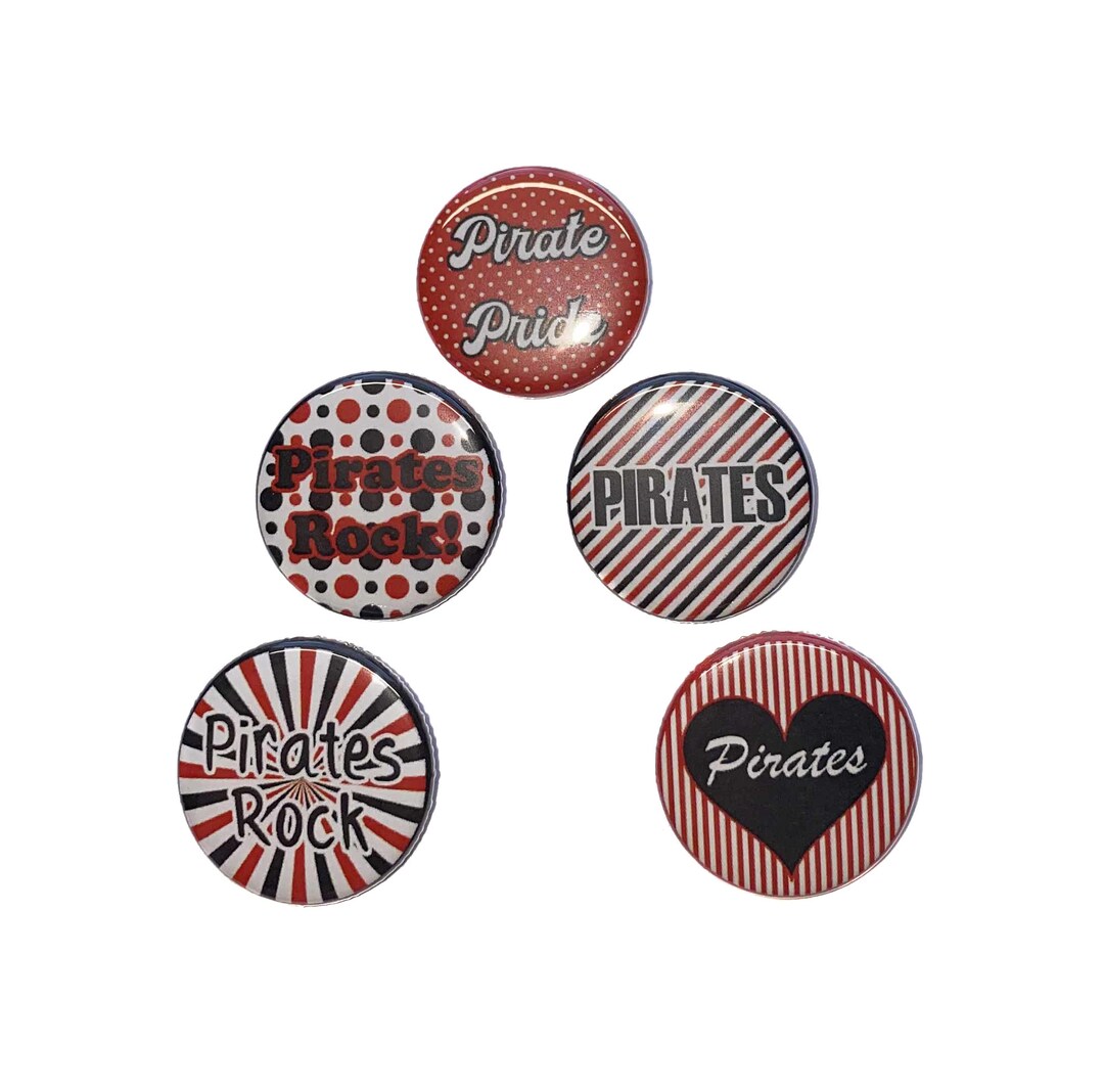 Pirate Magnet, Red, Black, 1", 1.25", Button Magnet, Pirate Theme ...