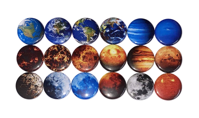 Planet Magnet, 1", 1.25", Button Magnet, Space, Earth, Planet, Space ...