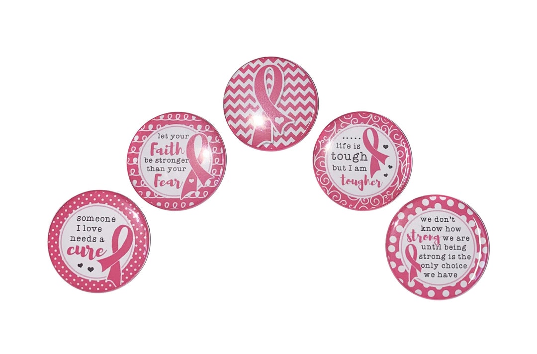 Pink Ribbon Magnet, 1", 1.25", 1.5", 2.25", Button Magnet, Pink Ribbon ...