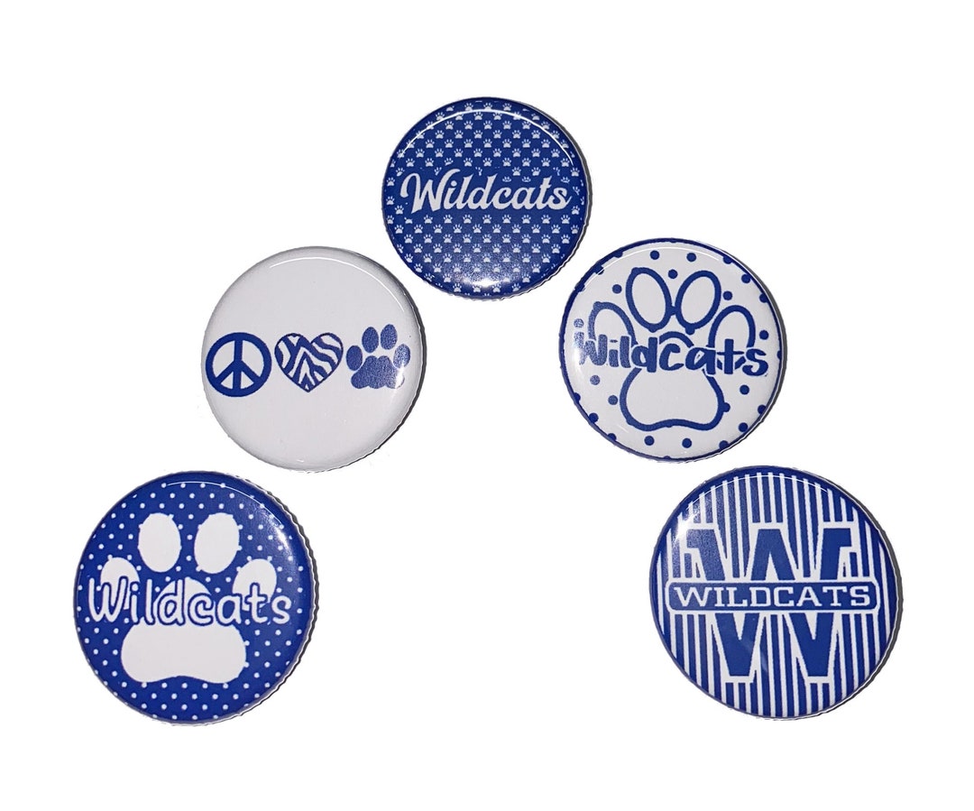 Wildcat Magnet, Blue, White, 1", 1.25", Button Magnet, Wildcats ...