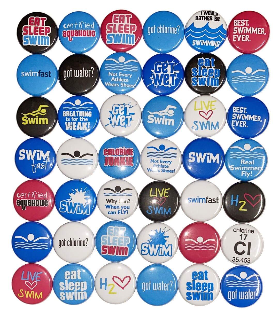 Swimmer Magnet, 1", 1.25", 1.5", 2.25", Button Magnet, Party Favor ...