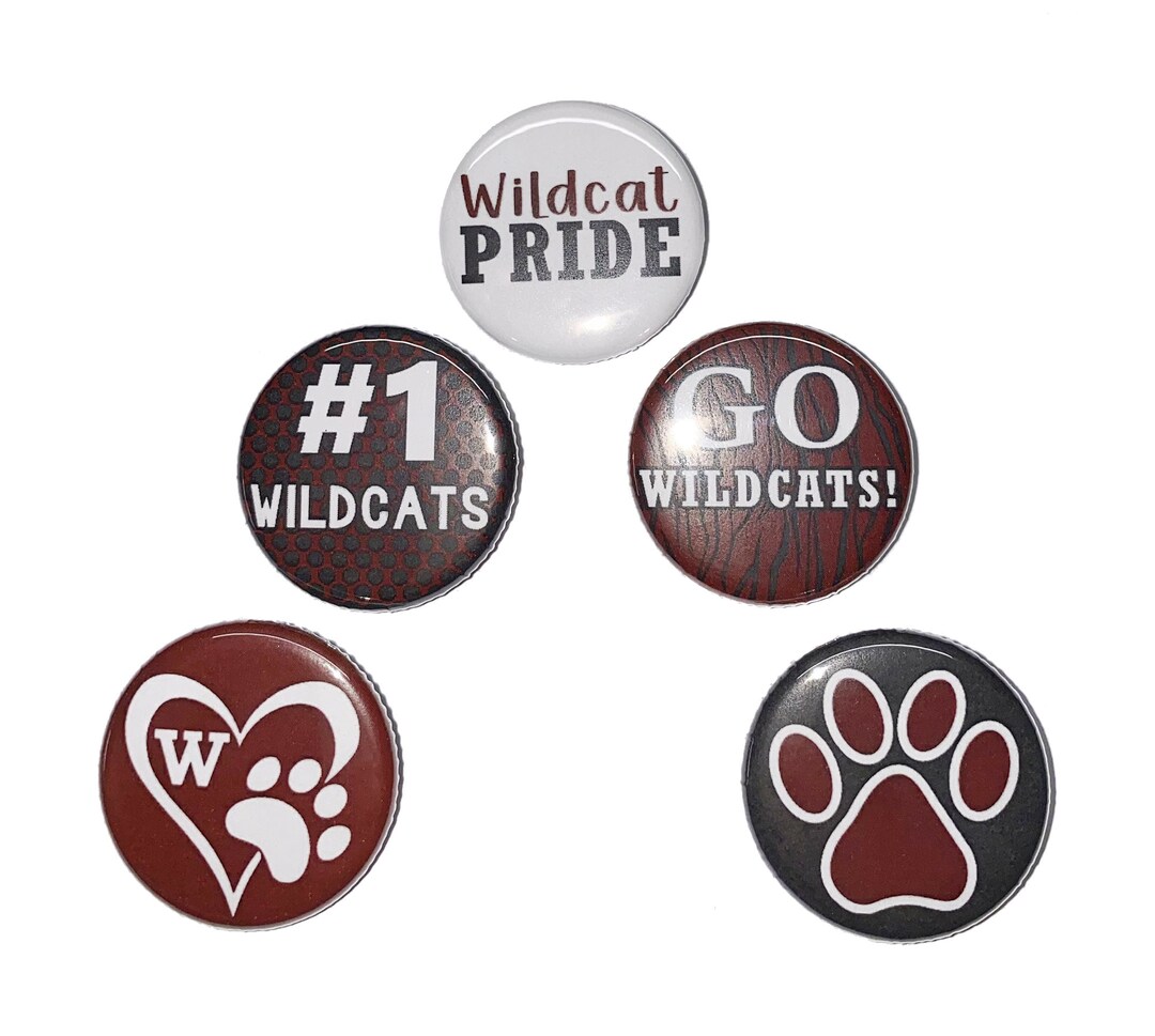 Wildcats, Maroon, Black, 1", 1.25", Button, Wildcat Theme, Wildcat ...
