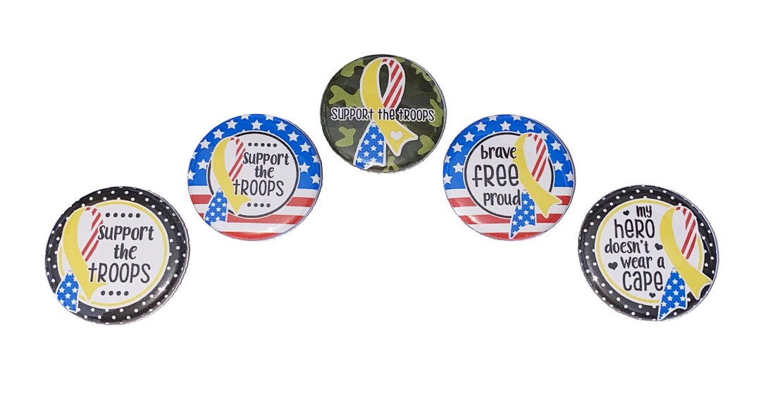 Yellow Ribbon Magnet, 1", 1.25", 1.5", 2.25", Button Magnet, Patriotic ...