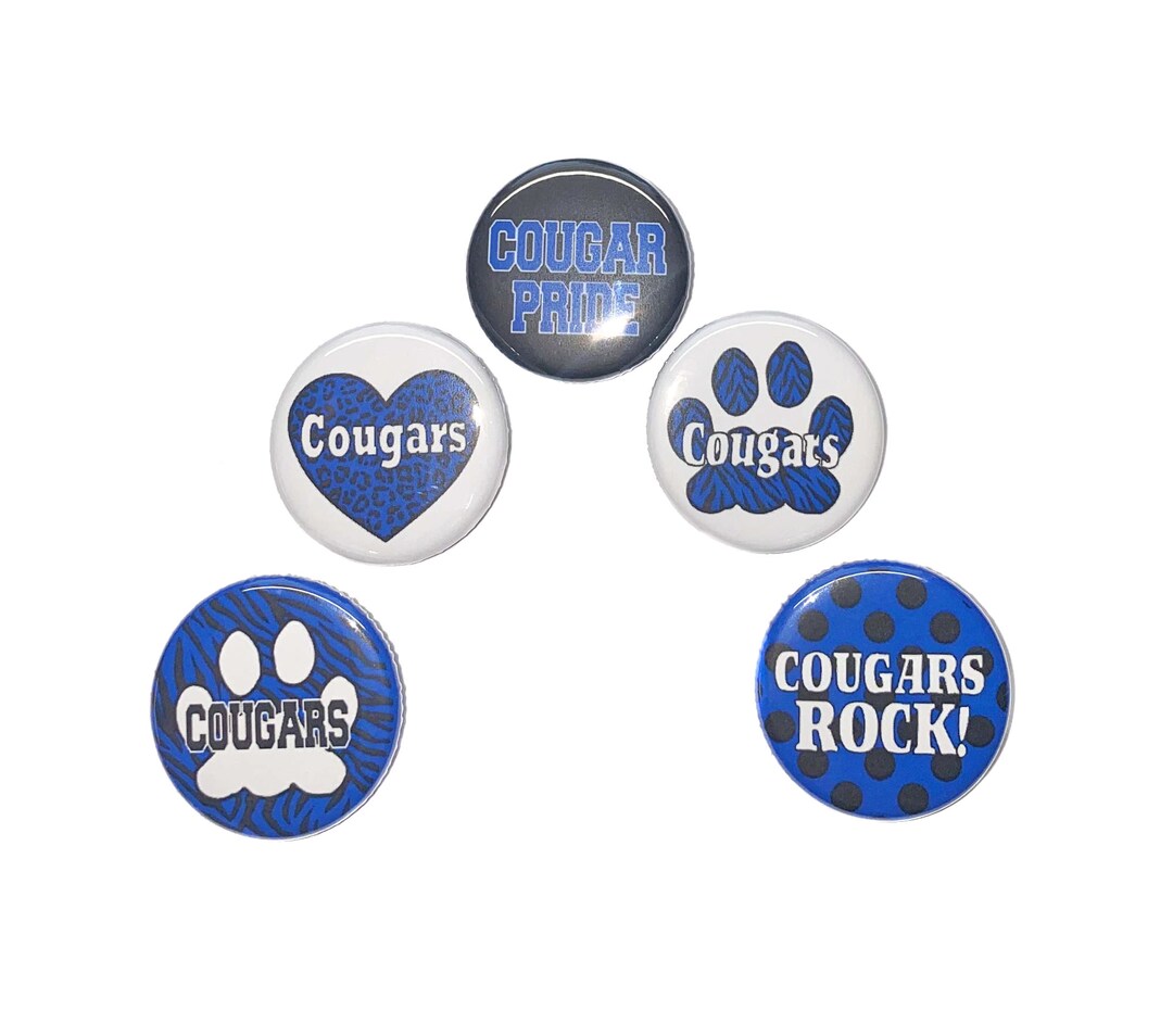 Cougar Magnet, 1", 1.25", Button Magnet, Blue, Black, Cougar Theme ...