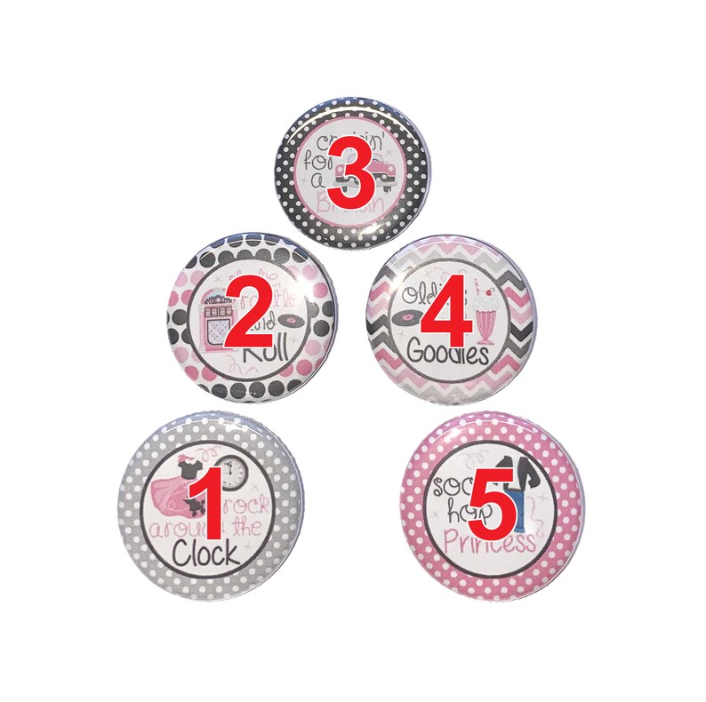 Oldies, 1", 1.25", 1.5", 2.25", Button, 50s Button, 50s Parties, 50s ...