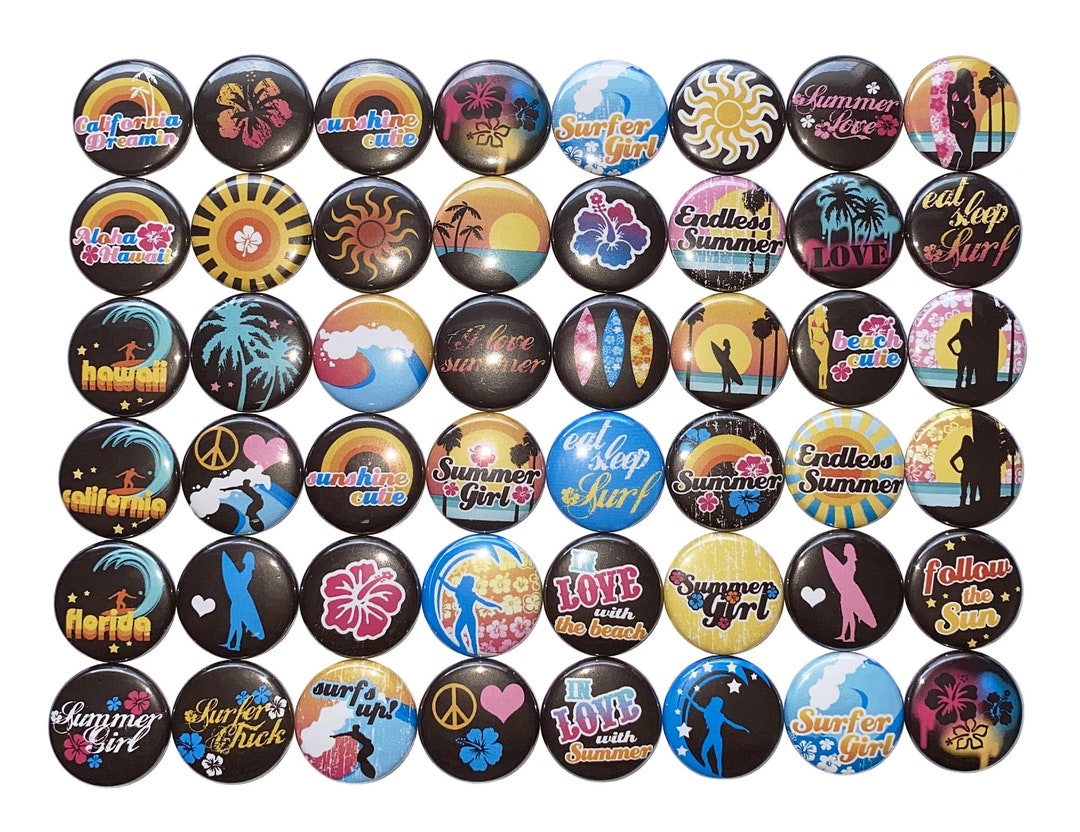 Surfing Magnet, 1", 1.25", Button Magnet, Surf Girl, Beach Theme ...